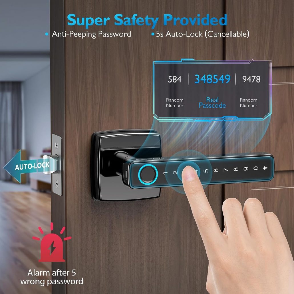 Aibocn Door Lock Fingerprint, Keyless Entry Door Lock with App ...